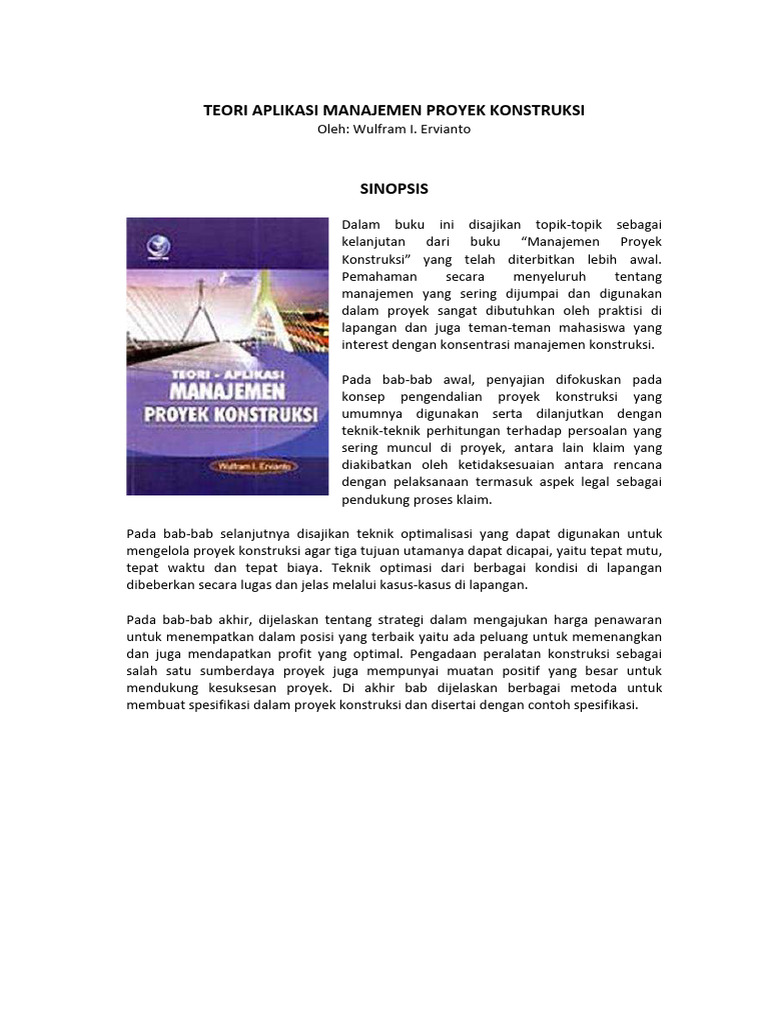 Teori Aplikasi Manajemen Proyek Konstruk | PDF