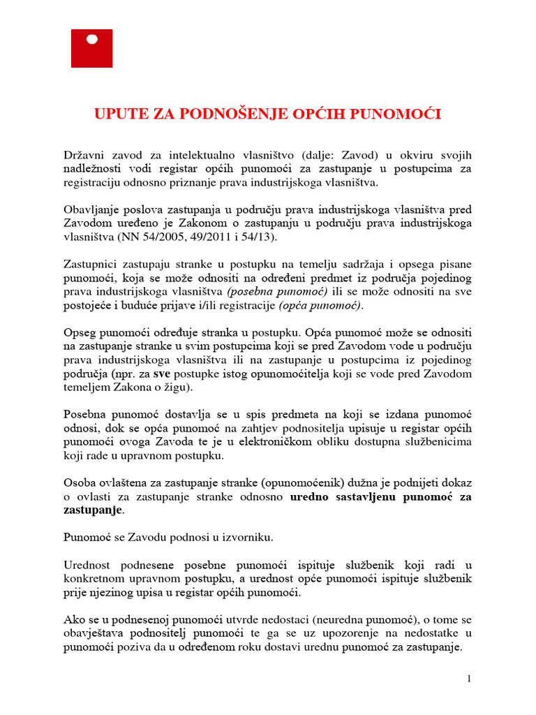 Upute Punomoc Zastupanje | PDF