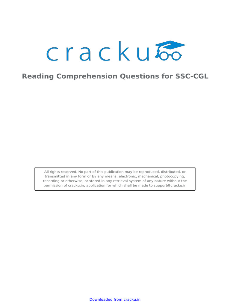 Reading Comprehension Questions For SSC-CGL | PDF