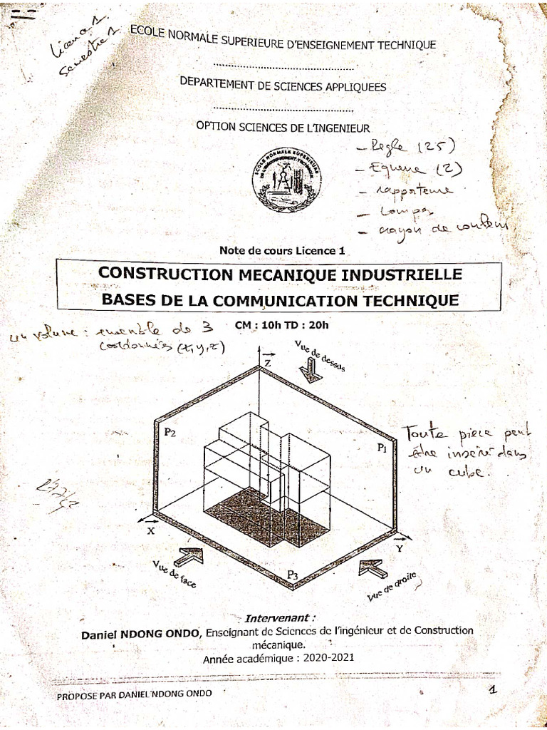 Construction MÉCANIQUE L1 SI | PDF