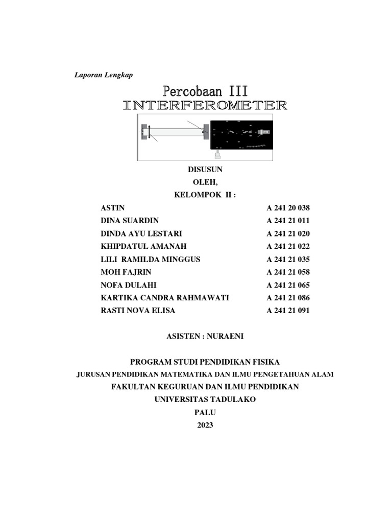 LAPORAN LENGKAP PERCOBAAN III INTERFEROMETER | PDF