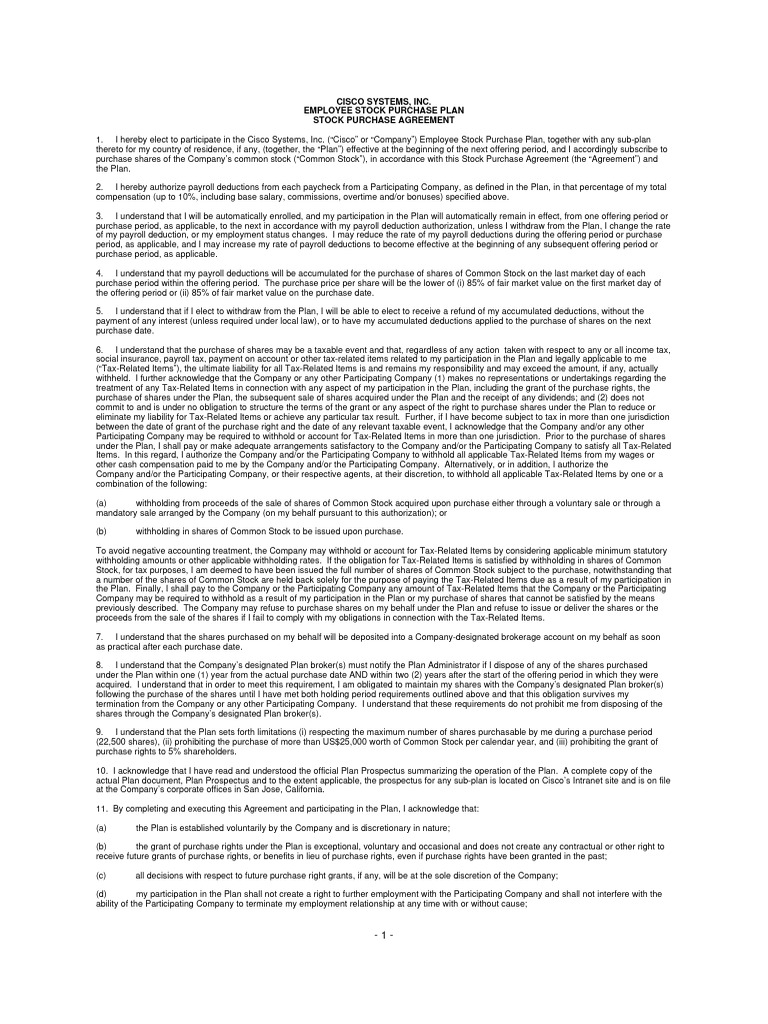 Espp Agreement | PDF | Stocks | Payroll Tax