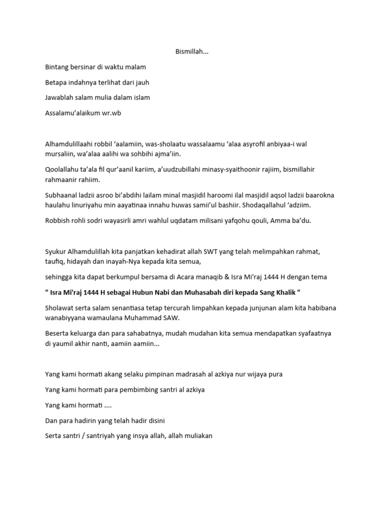 Acara Isra Mi'raj 1444 H: Tema dan Susunan | PDF | Kajian Bahasa Asing ...