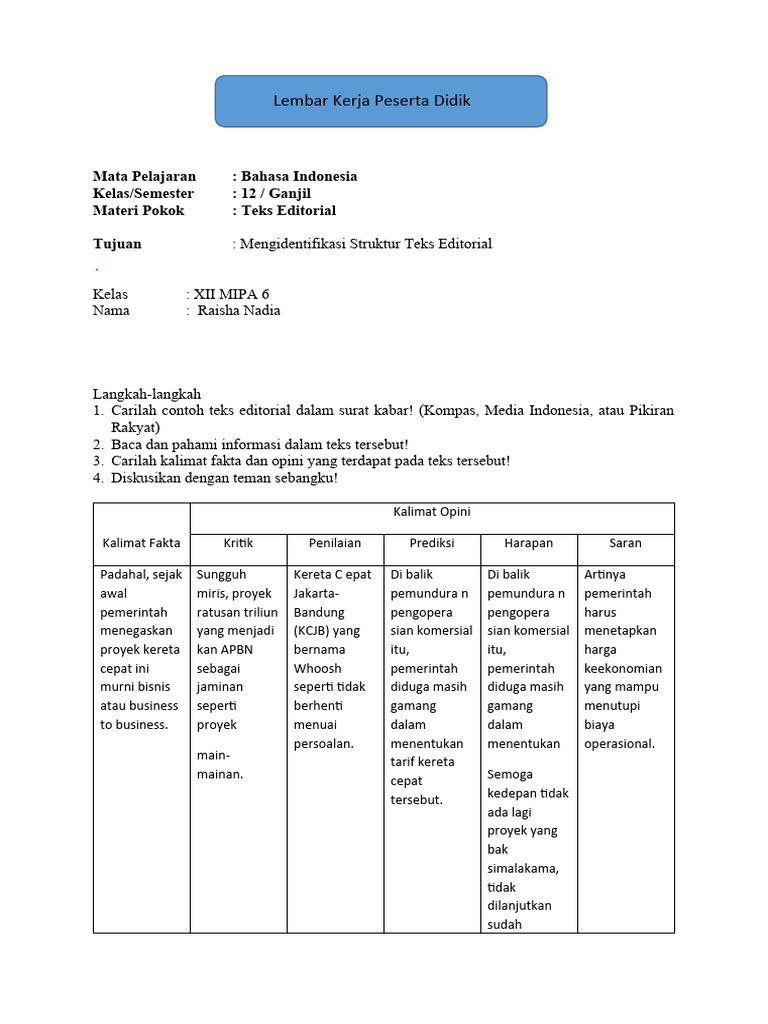 Memahami Fakta dan Opini Editorial | PDF