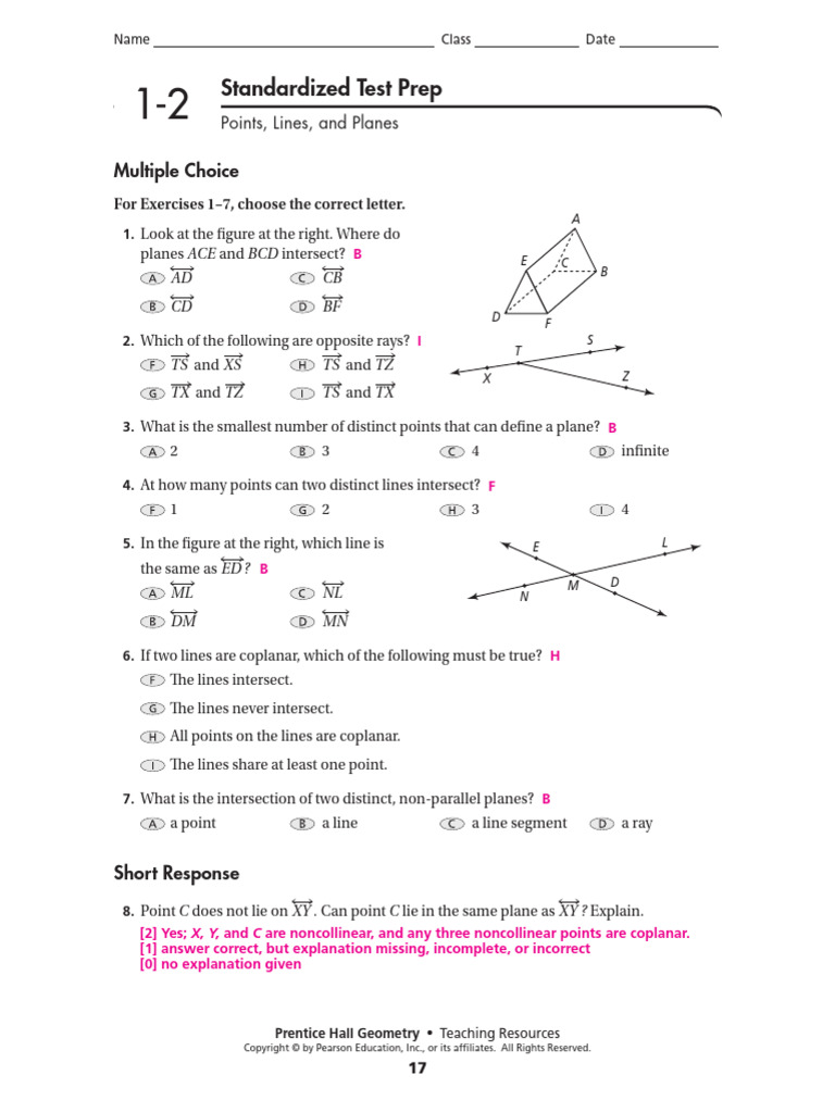 Ch 1 Answers Pdf Cartesian Coordinate System Elementary Geometry