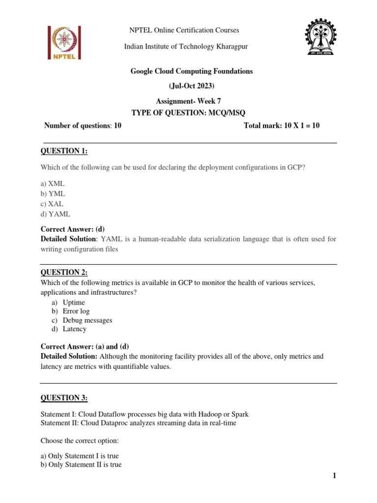 Week 07 Assignment Solution | PDF Week 07 Assignment Solution | PDF
