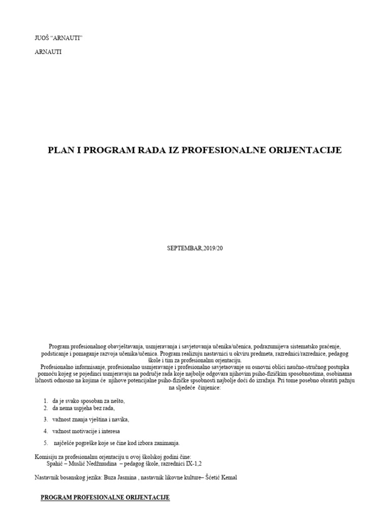 Plan Profesionalna | PDF