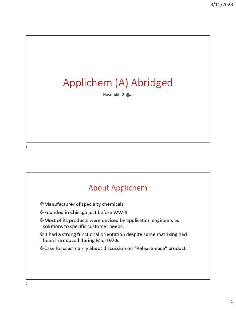 Applichem (A) Abridged Hout | PDF | Business | Economies