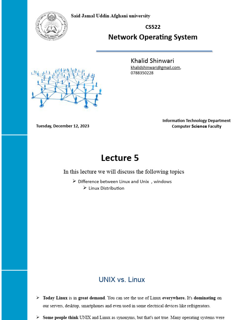 Network Opreating System Lecture5 | PDF