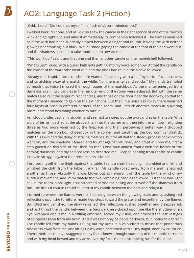 AO2 - Language Task 2 Fiction | PDF | Linguistics