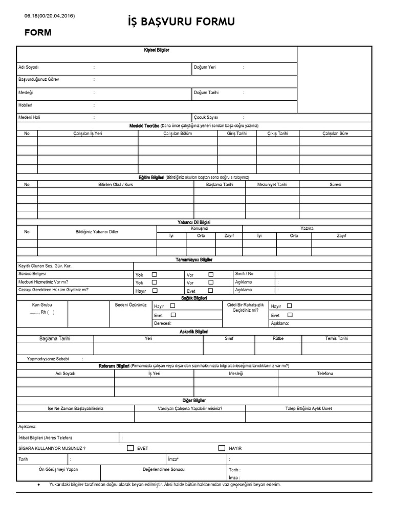 06.18 Is Basvuru Formu | PDF