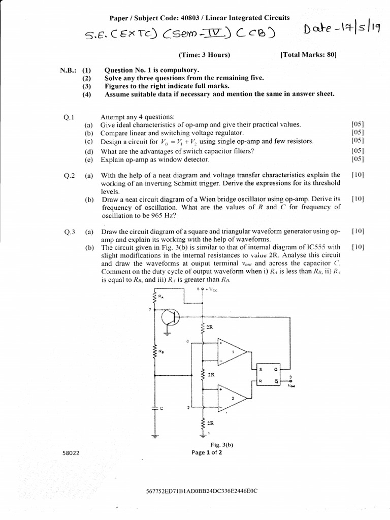 Iv Extc CB Linear Intg CKTS | PDF | Operational Amplifier | Electrical Network