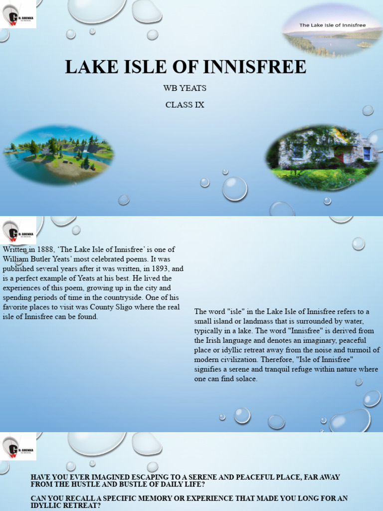 Yeats' Lake Isle of Innisfree Analysis | PDF | Poetry | Rhyme