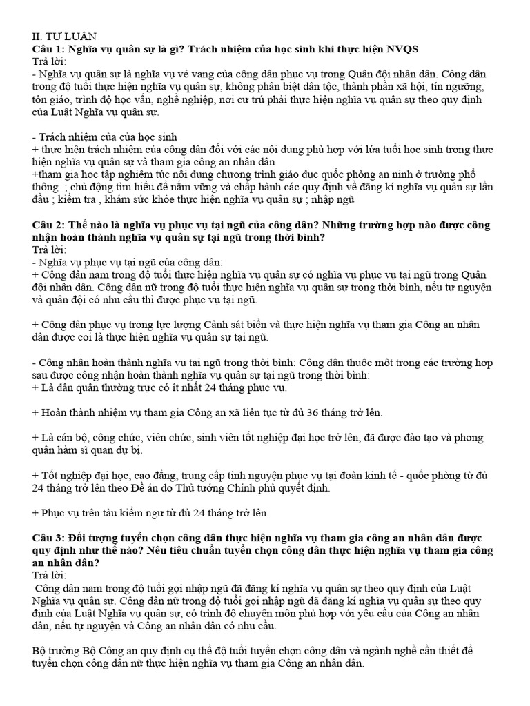 TỰ LUẬN QPAN | PDF