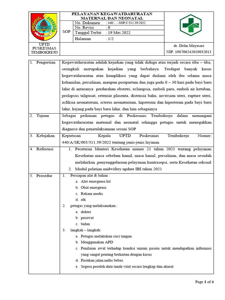 Sop Kegawatdaruratan Fix | PDF