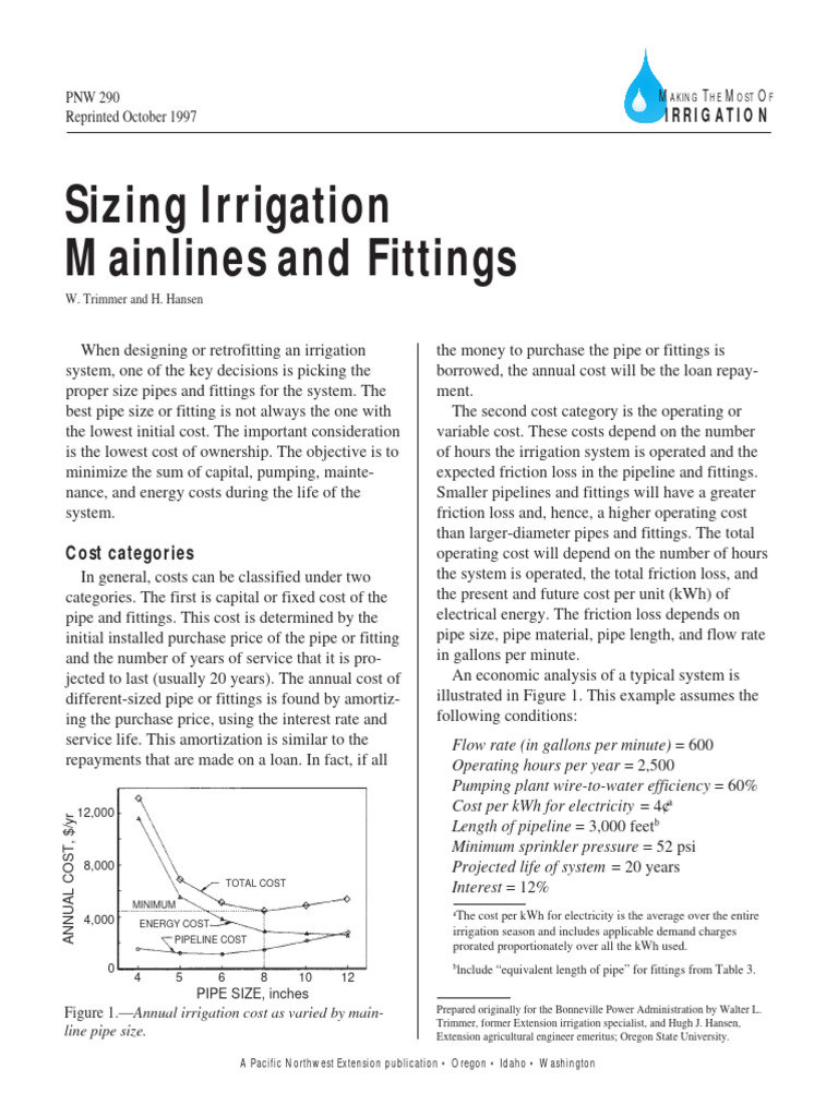 Irrigation Pipe Sizing Guide | PDF
