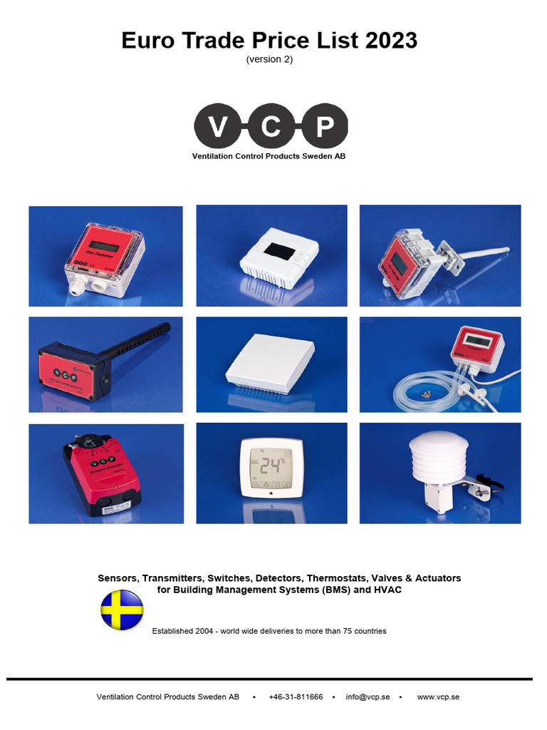 Euro Trade Price List 2023 - VCP Sweden | PDF | Particulates | Sensor