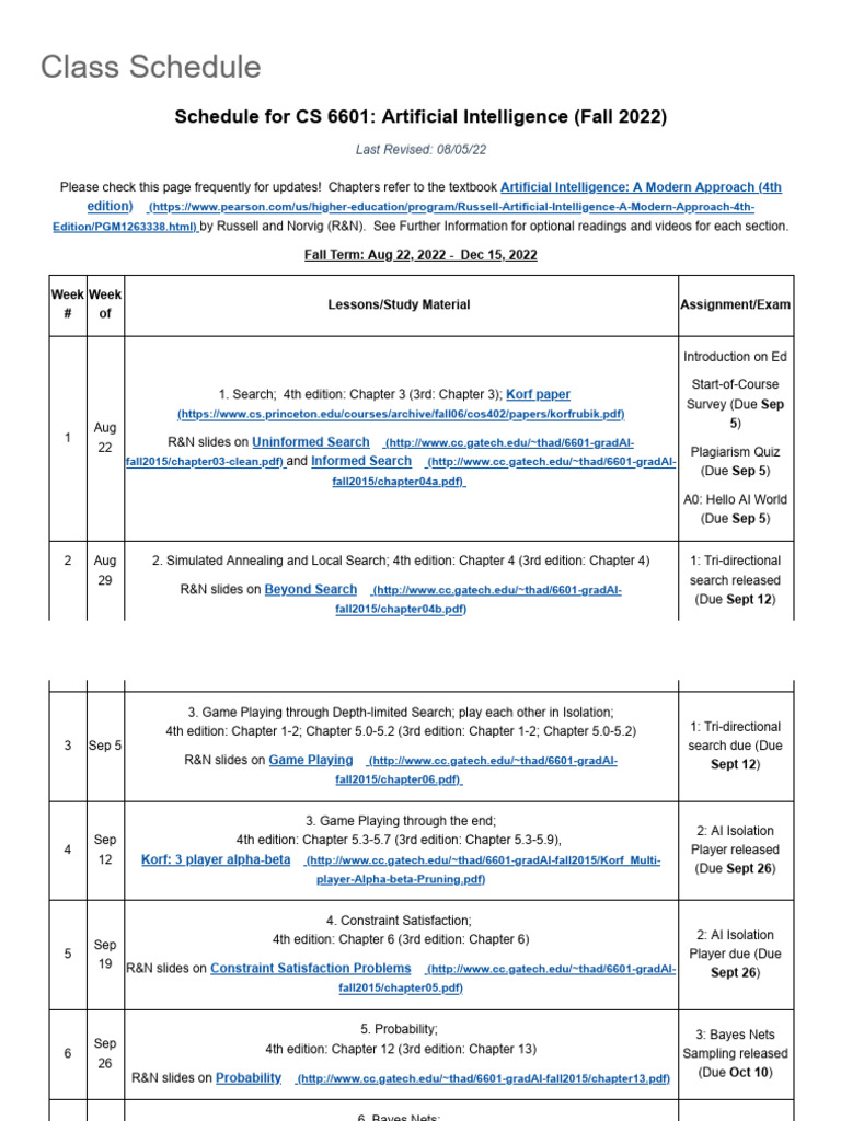 Class Schedule | PDF