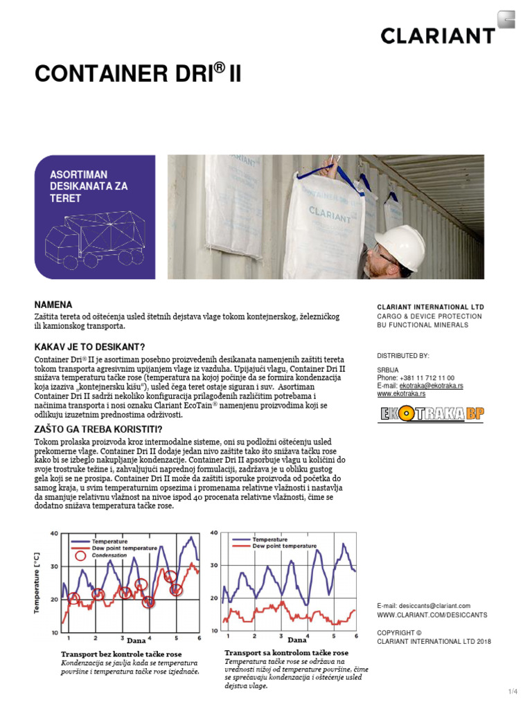 Container Dri Cargo Desiccant Product Sheet RS | PDF