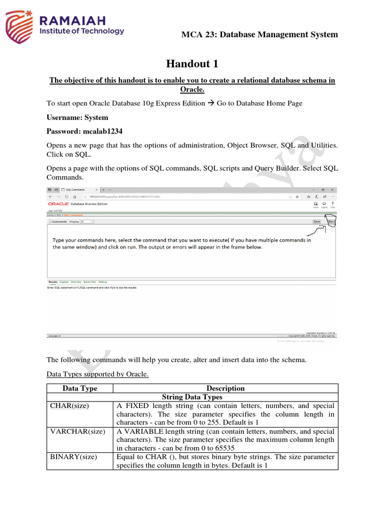 Handout 1 | PDF | Table (Database) | Parameter (Computer Programming) Handout 1 | PDF | Table (Database) | Parameter (Computer Programming)