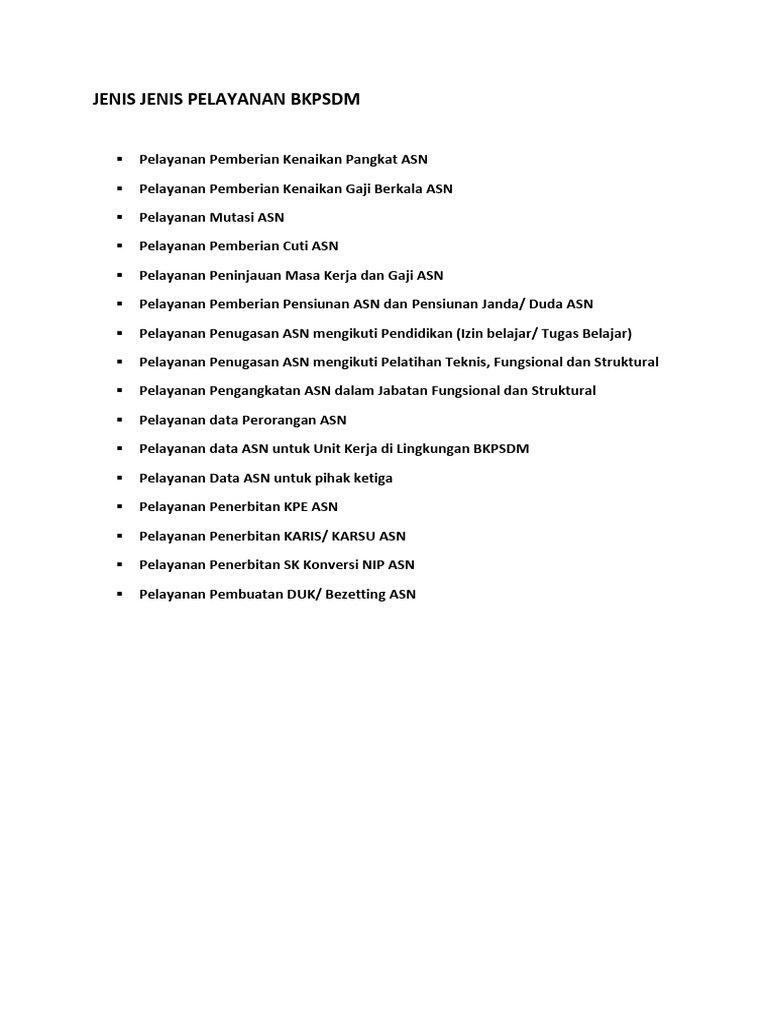 Layanan BKPSDM untuk ASN | PDF | Teknologi & Rekayasa