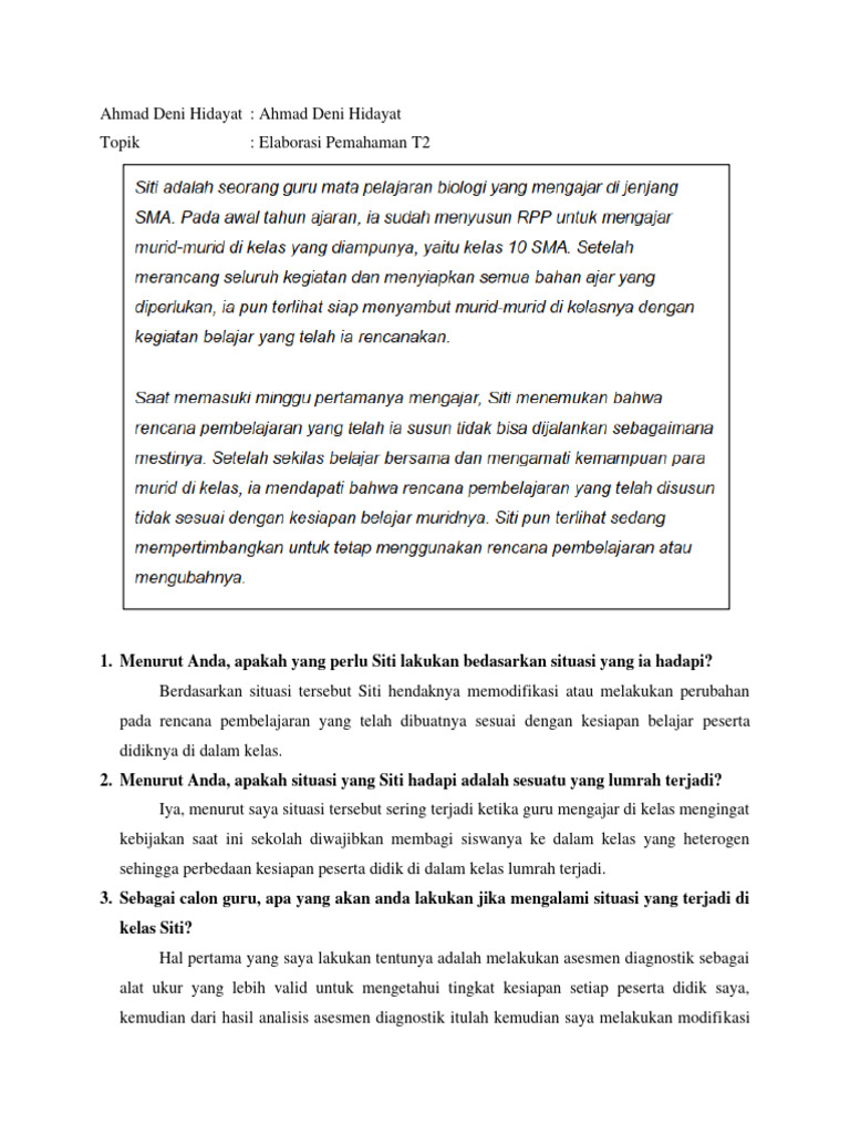 Ahmad Deni Hidayat Elaborasi Pemahaman PPDP NEW 2023 T2 | PDF