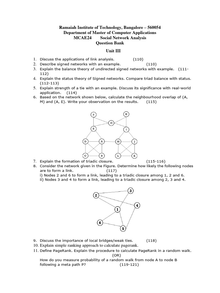 SNA - Question Bank Unit 3 | PDF | Applied Mathematics | Systems Science