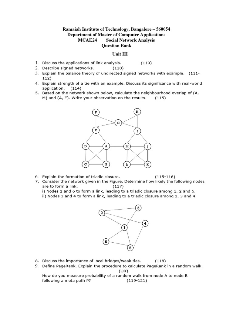SNA - Question Bank Unit 4 | PDF | Applied Mathematics | Theoretical Computer Science