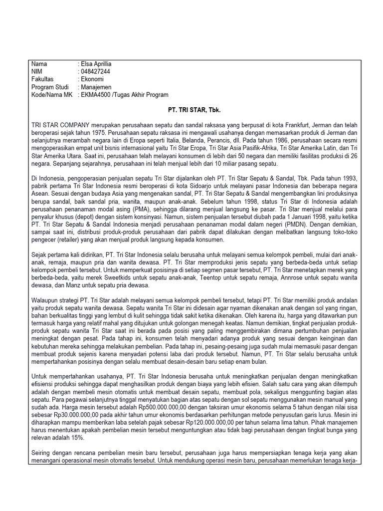 Elsa Aprillia - Tugas 2 - EKMA4500 - Tugas Akhir Program | PDF