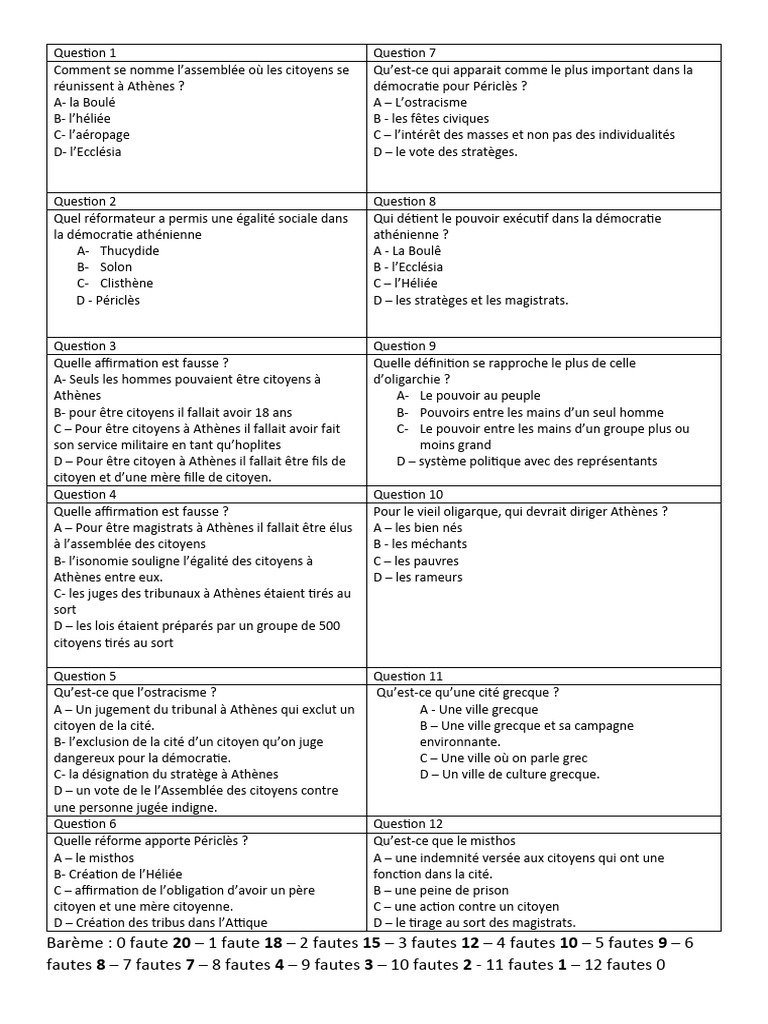 QCM 1 2023 Correction | PDF