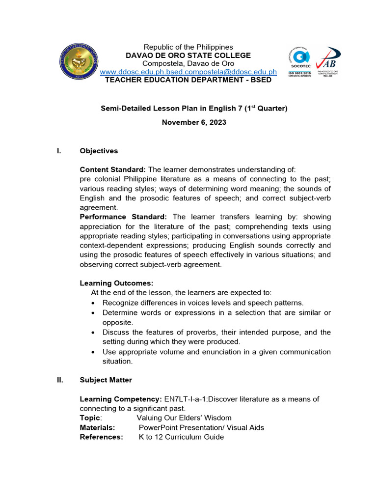 Lesson Plan 1 | PDF | Lesson Plan | Learning