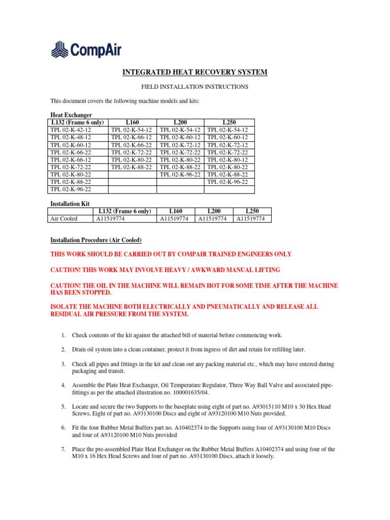 7394 - 11 - 8 - 08 - INTEGRATED HEAT RECOVERY SYSTEM INSTALLATION L132 ...