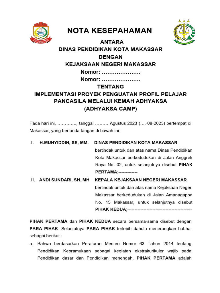 Mou Adhyaksa Camp | PDF