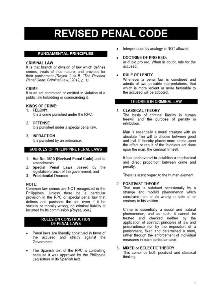 REVISED PENAL CODE | PDF | Crimes | Crime & Violence