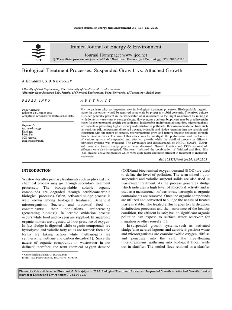 Suspended VS Attached Growth IJEE - Volume 7 - Issue 2 - Pages 114-123 ...