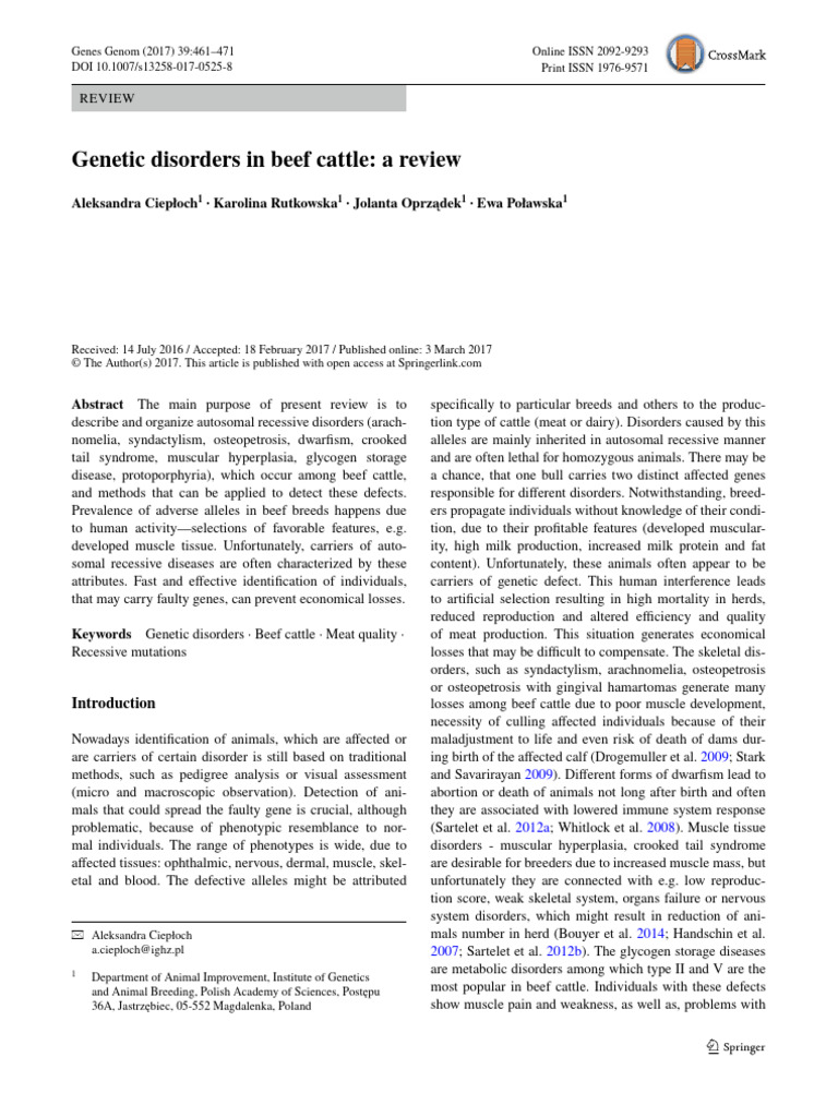 Genetic Disorders in Beef Cattle | PDF | Genetic Disorder | Gene