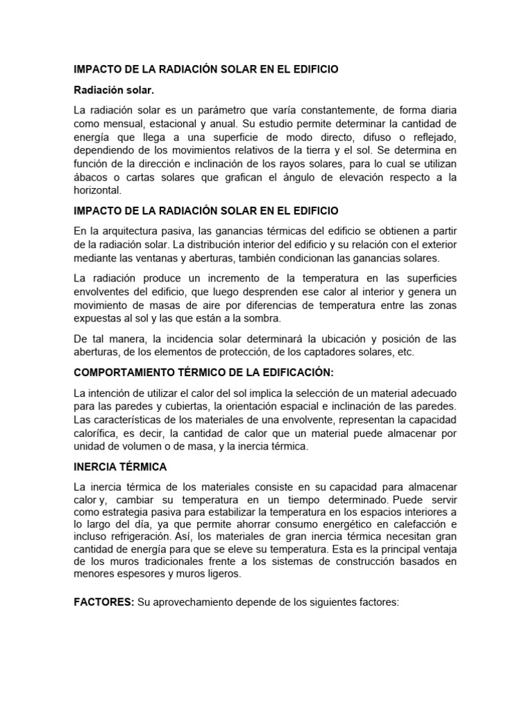 Impacto de La Radiacion Solar en La Arquitectura | PDF | Arte | Ciencia ...