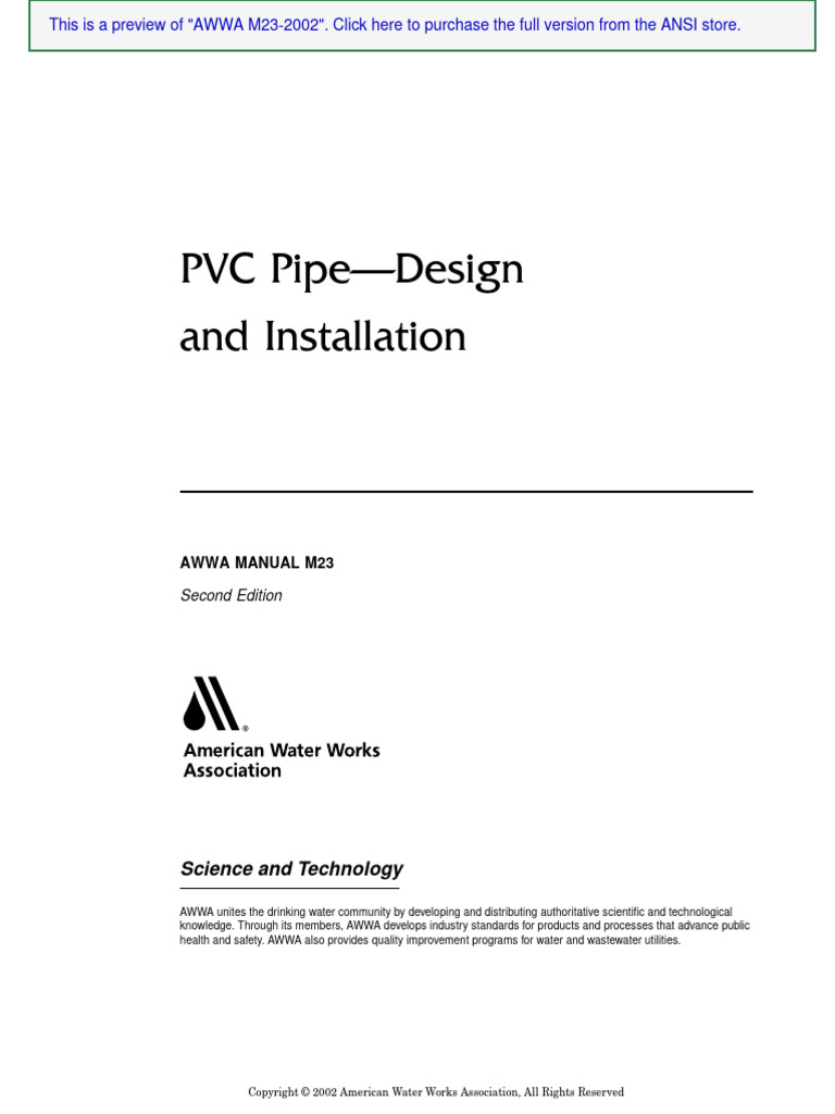 PVC PIPE DESIGN AND INSTALLTION - 30023 - m23 - Ed2 | PDF
