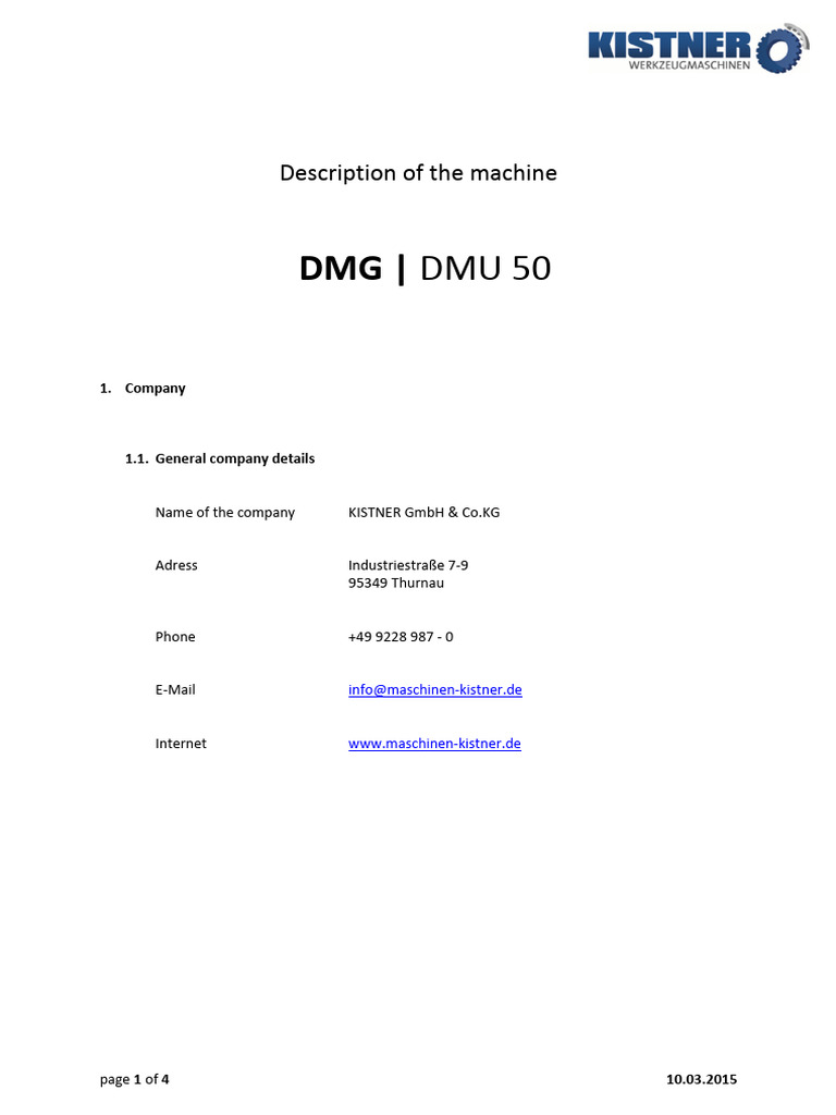DMG Dmu 50 en V2 | PDF | Numerical Control | Equipment