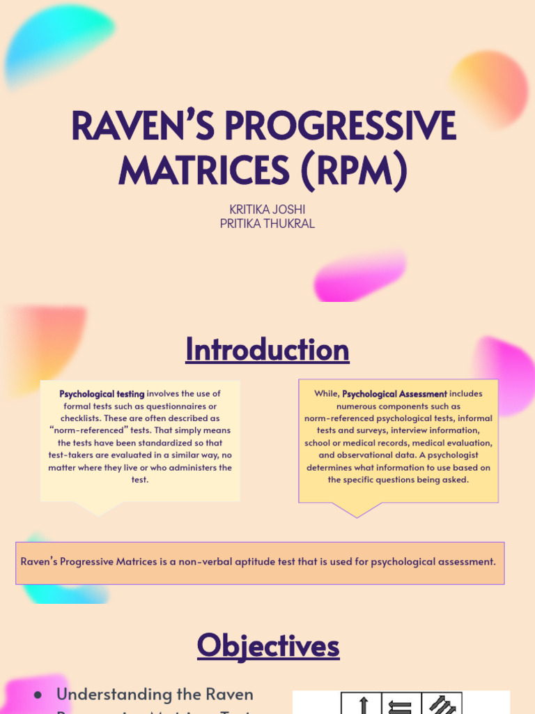 Raven’s progressive test | PDF | Psychological Testing | Psychology