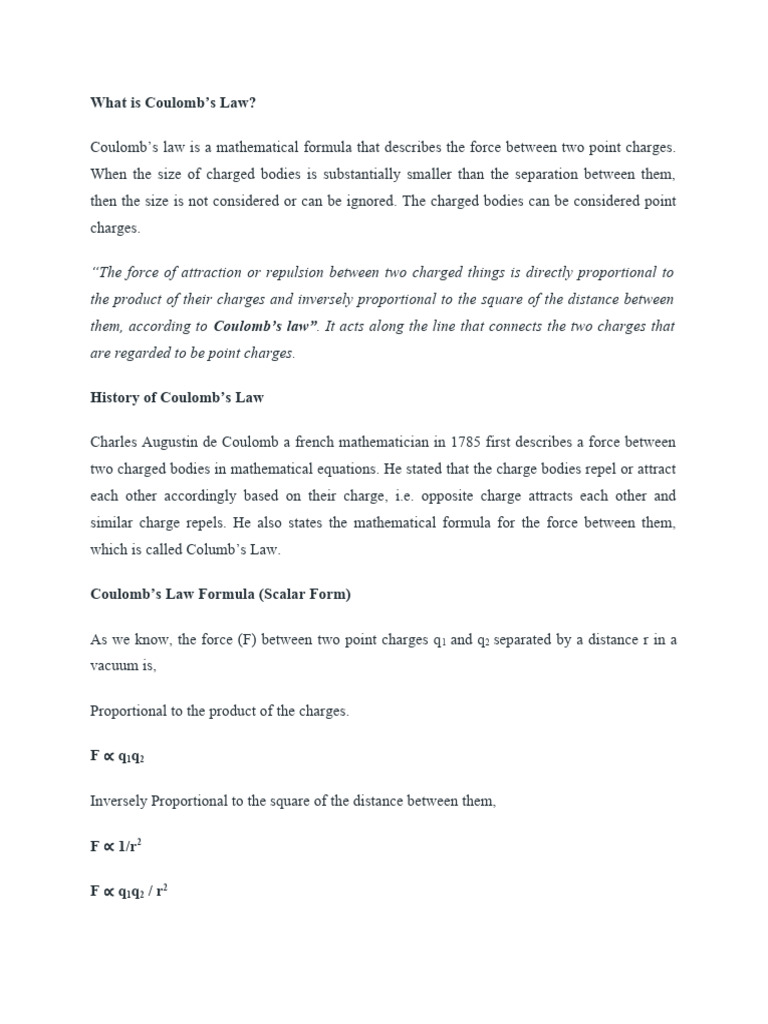 Lecture 2 Coulombs Law Pdf Electric Field Force
