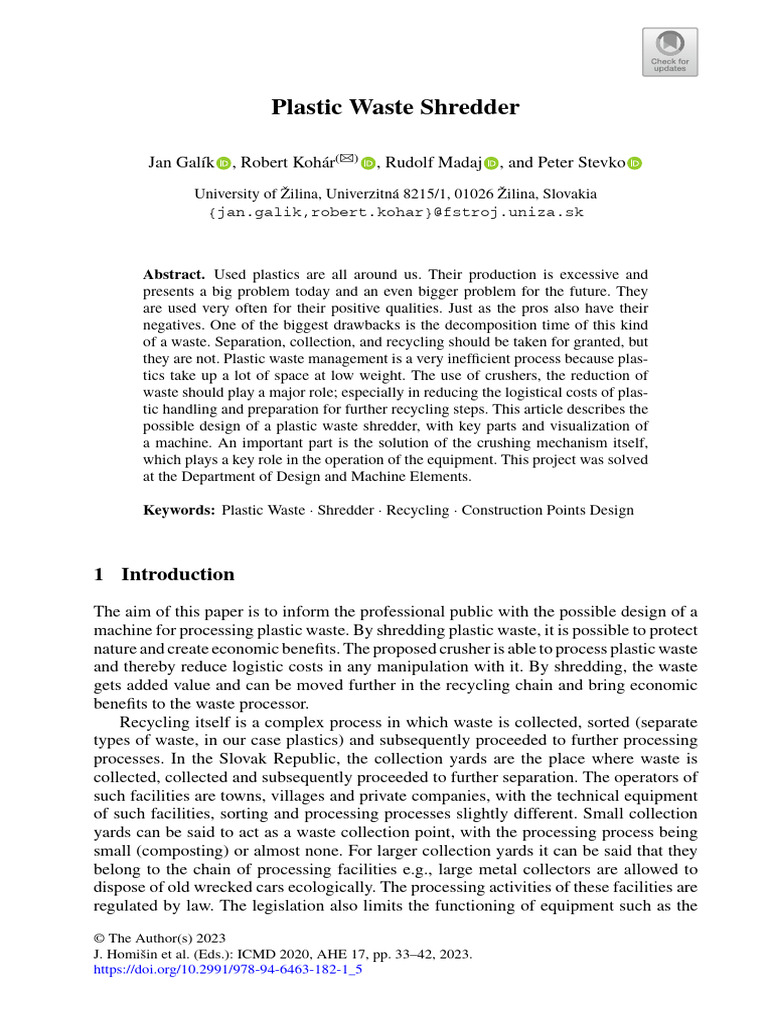 Plastic Waste Shredder: Abstract. Used Plastics Are All Around Us ...