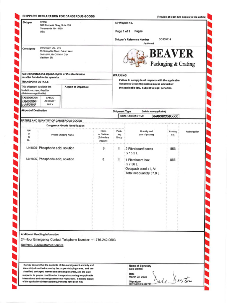 DG Cert For SO 539714 | PDF