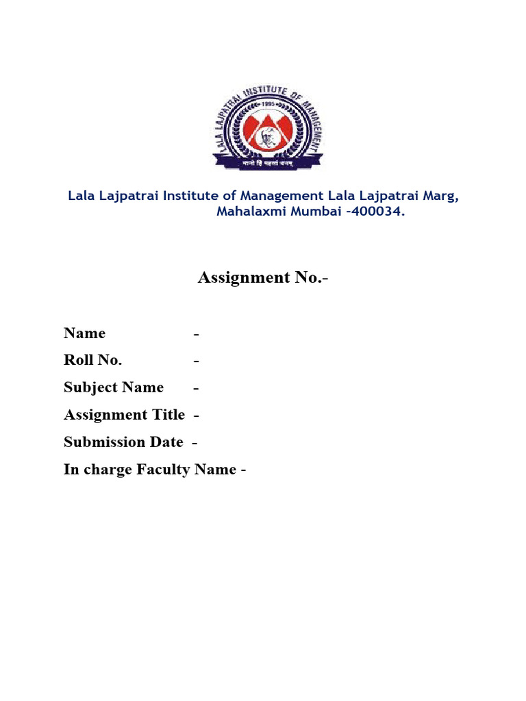 LLIM- Assignment Cover Page | PDF