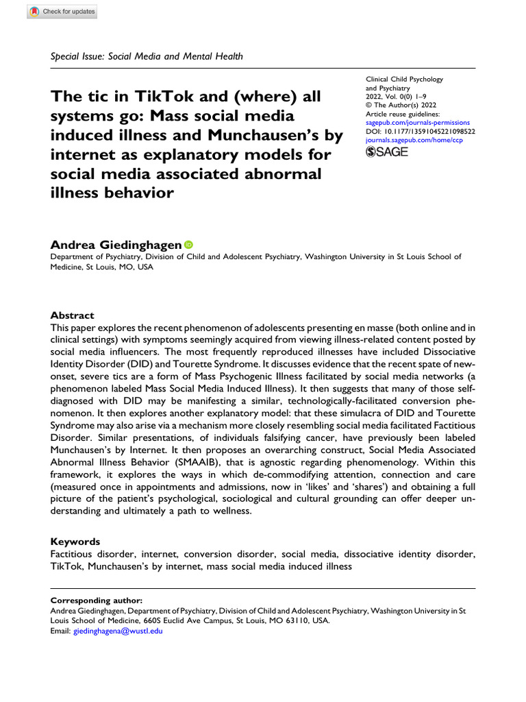 The Tic in TikTok and (Where) All Systems Go: Mass Social Media Induced ...