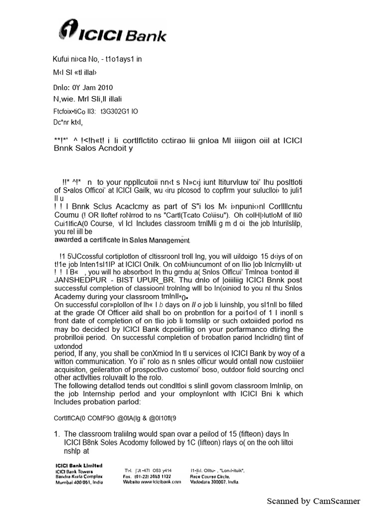 Icici Bank Offer Letterpdf | PDF
