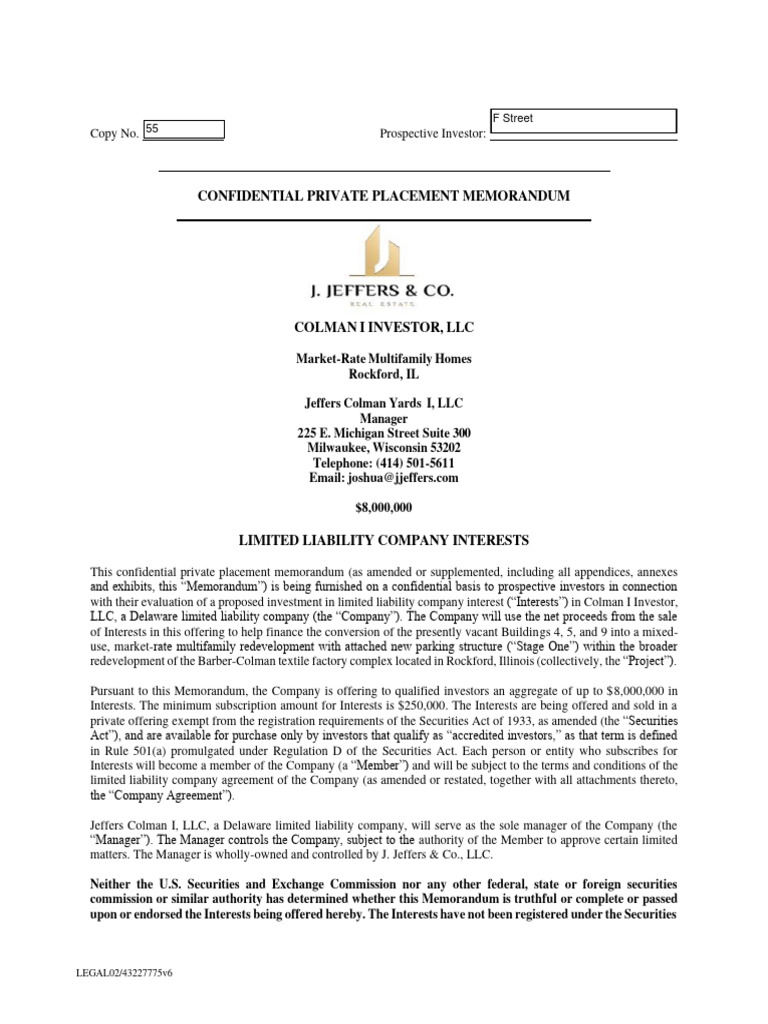 Colman Yards - PPM | PDF | Finance & Money Management