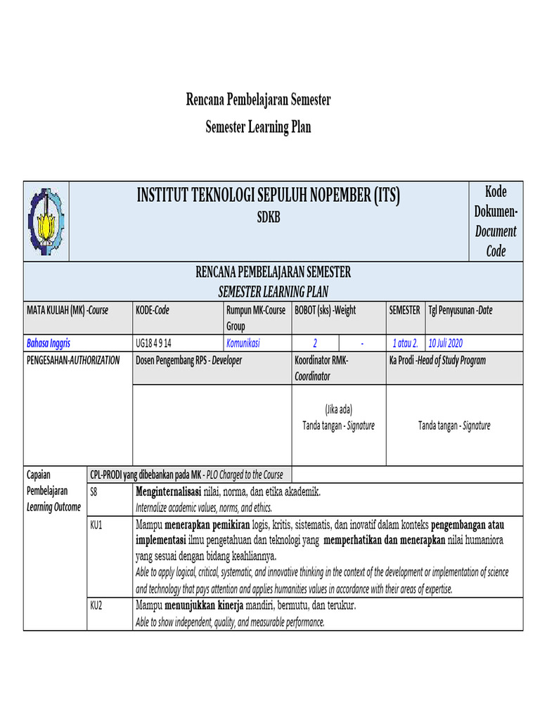 RPS Bahasa Inggris 2021 | PDF