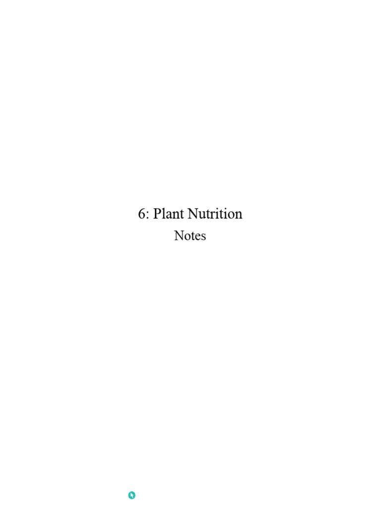 Summary Notes - Topic 6 Plant Nutrition - CAIE Biology IGCSE Word | PDF