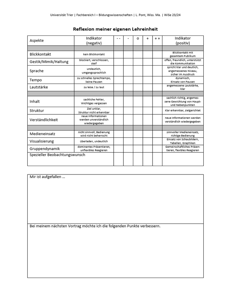 Feedback - SELBSTreflexion | PDF